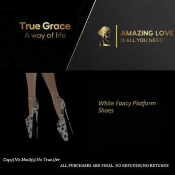 Second Life Marketplace - White Fancy Platform Shoes - Legacy
